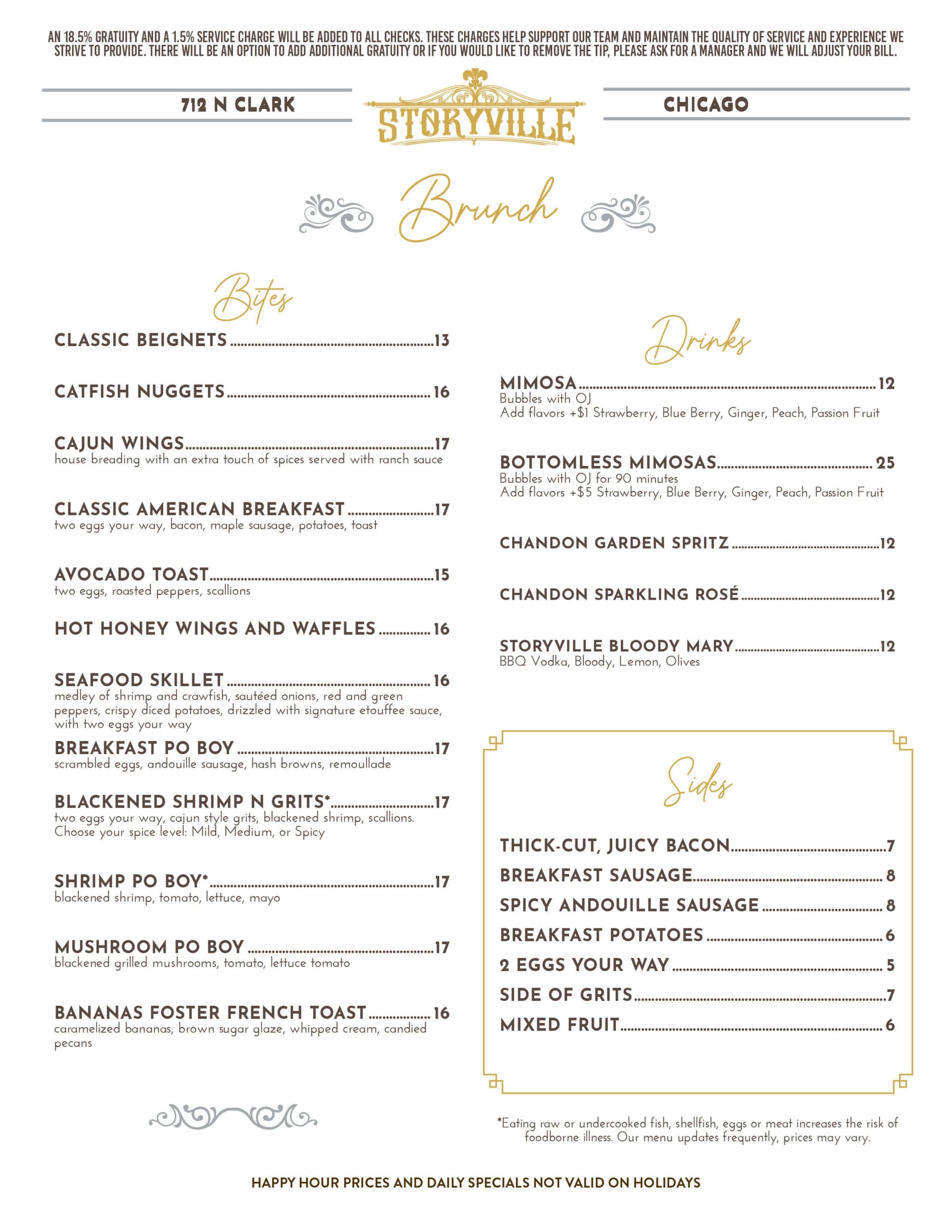 Brunch Menu • Storyville Chicago